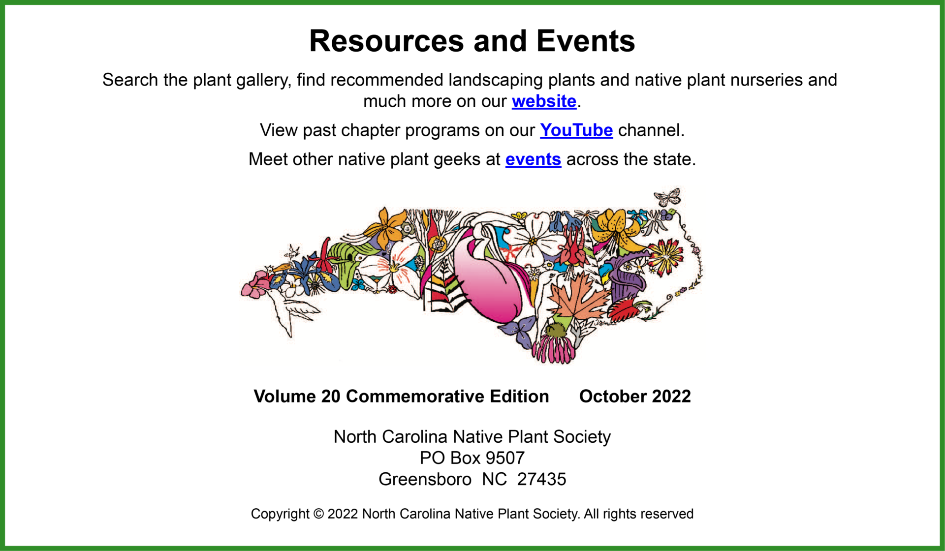 NCNPS 2022 Commemorative Edition - North Carolina Native Plant Society